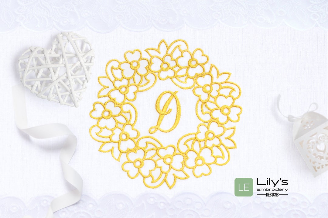 Floral Monogram Frame Machine Embroidery Designs 4 Sizes - Etsy