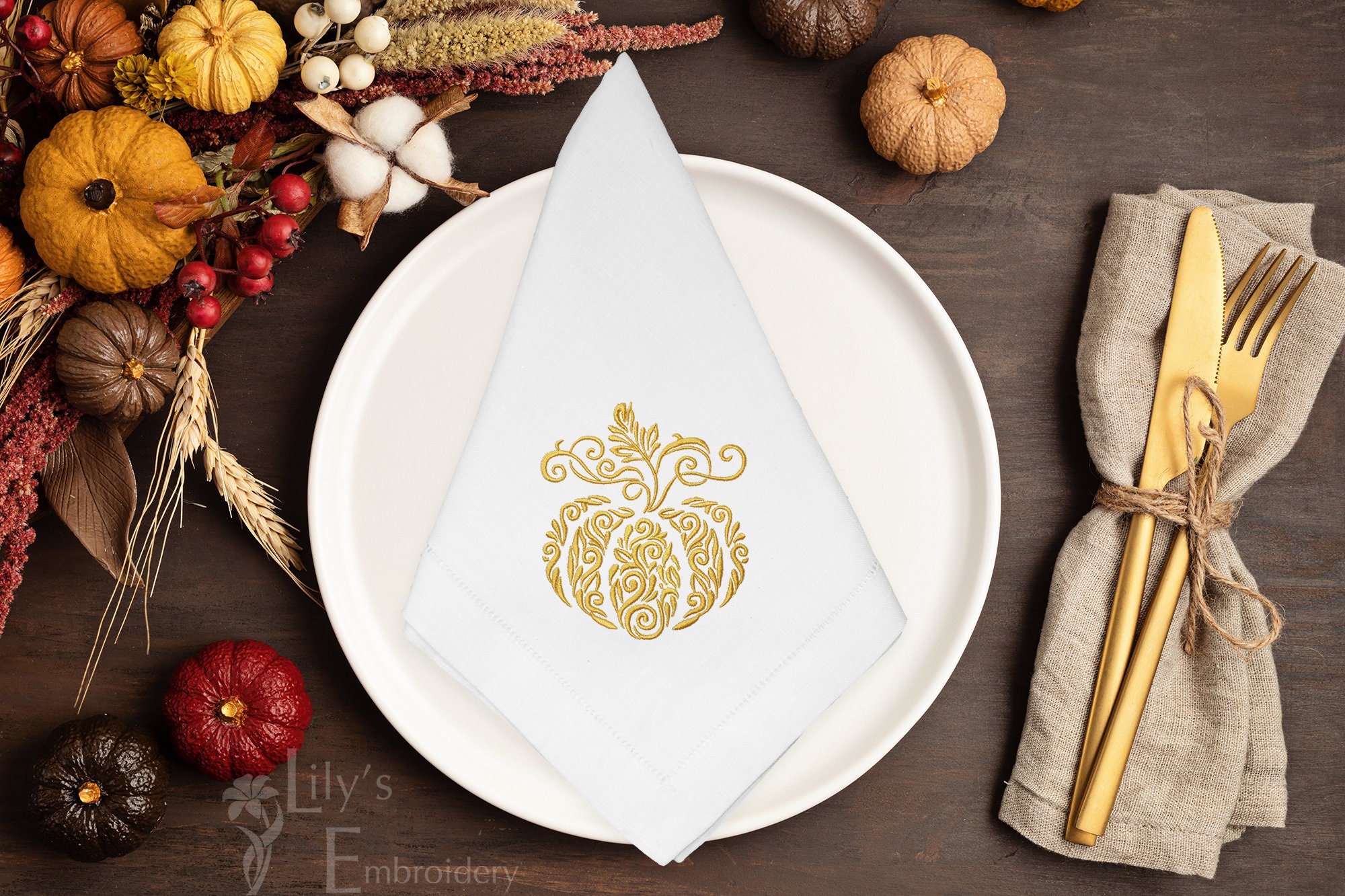 Machine Embroidery Designs Fall Floral Pumpkin 5 Sizes - Etsy