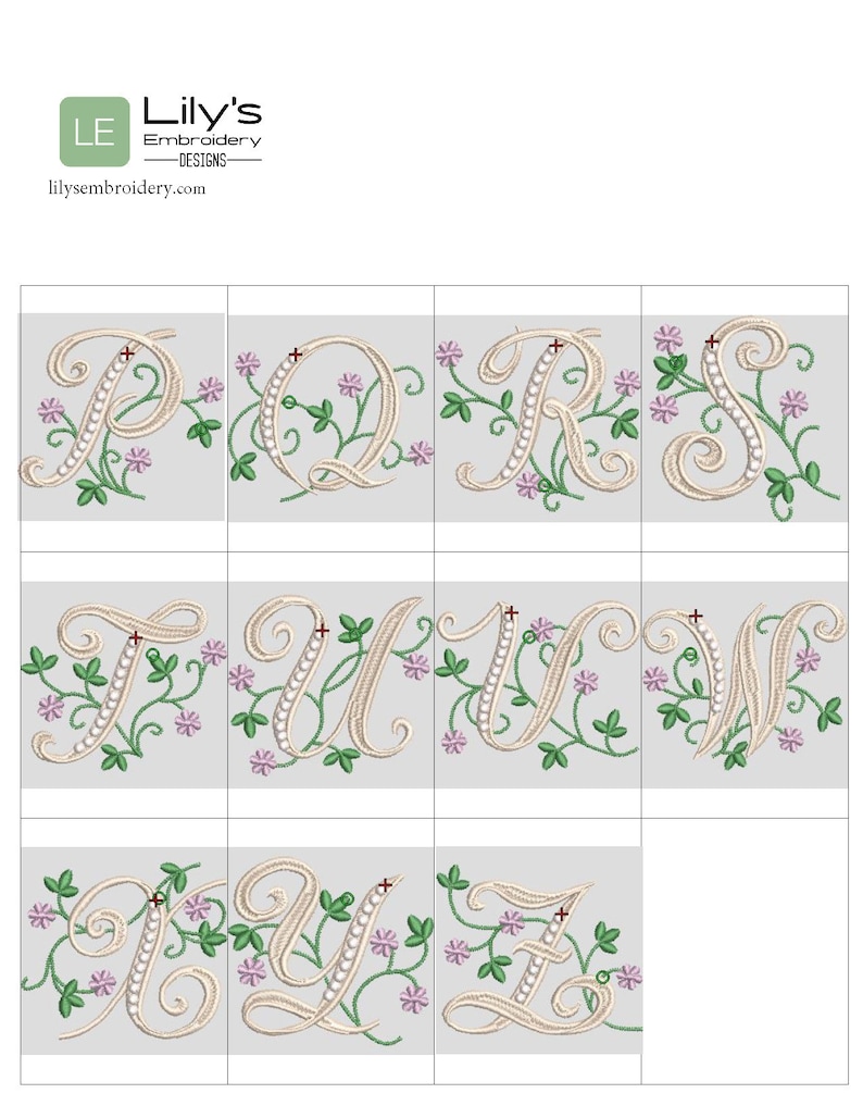 Elegant Floral Alphabet Monogram Font Machine Embroidery Designs ...