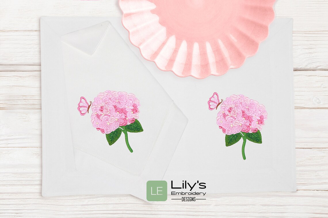 Pink Hydrangea Machine Embroidery Design Floral Machine - Etsy