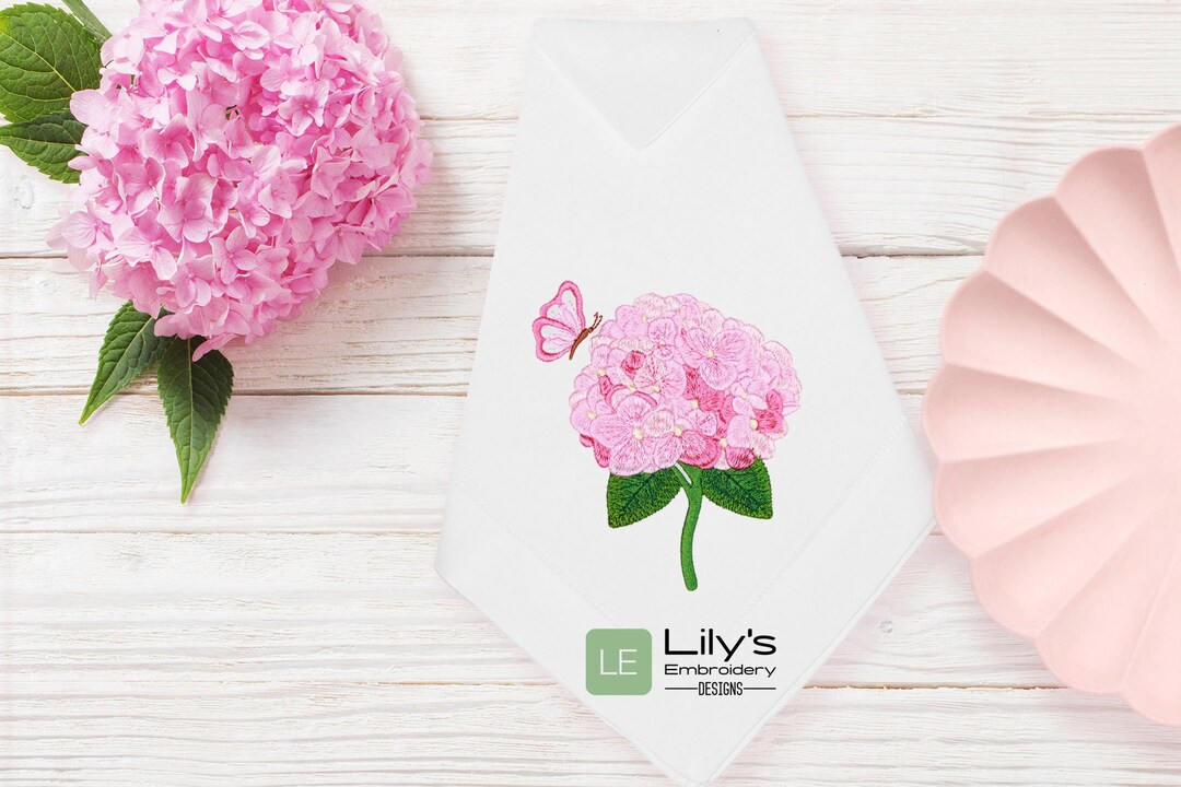 Pink Hydrangea Machine Embroidery Design | Floral Machine Embroidery ...