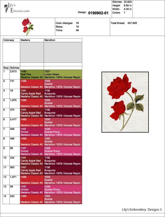 Machine Embroidery Design Red Roses - Etsy