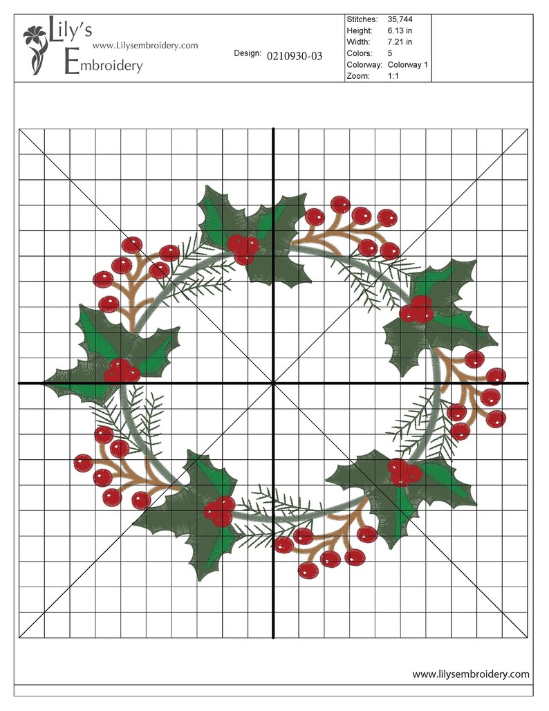 Machine Embroidery Designs Holly Berry Wreath Machine | Etsy