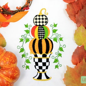 Topiary Checkered Pumpkins Machine Embroidery Designs- Stacked - 6 ...