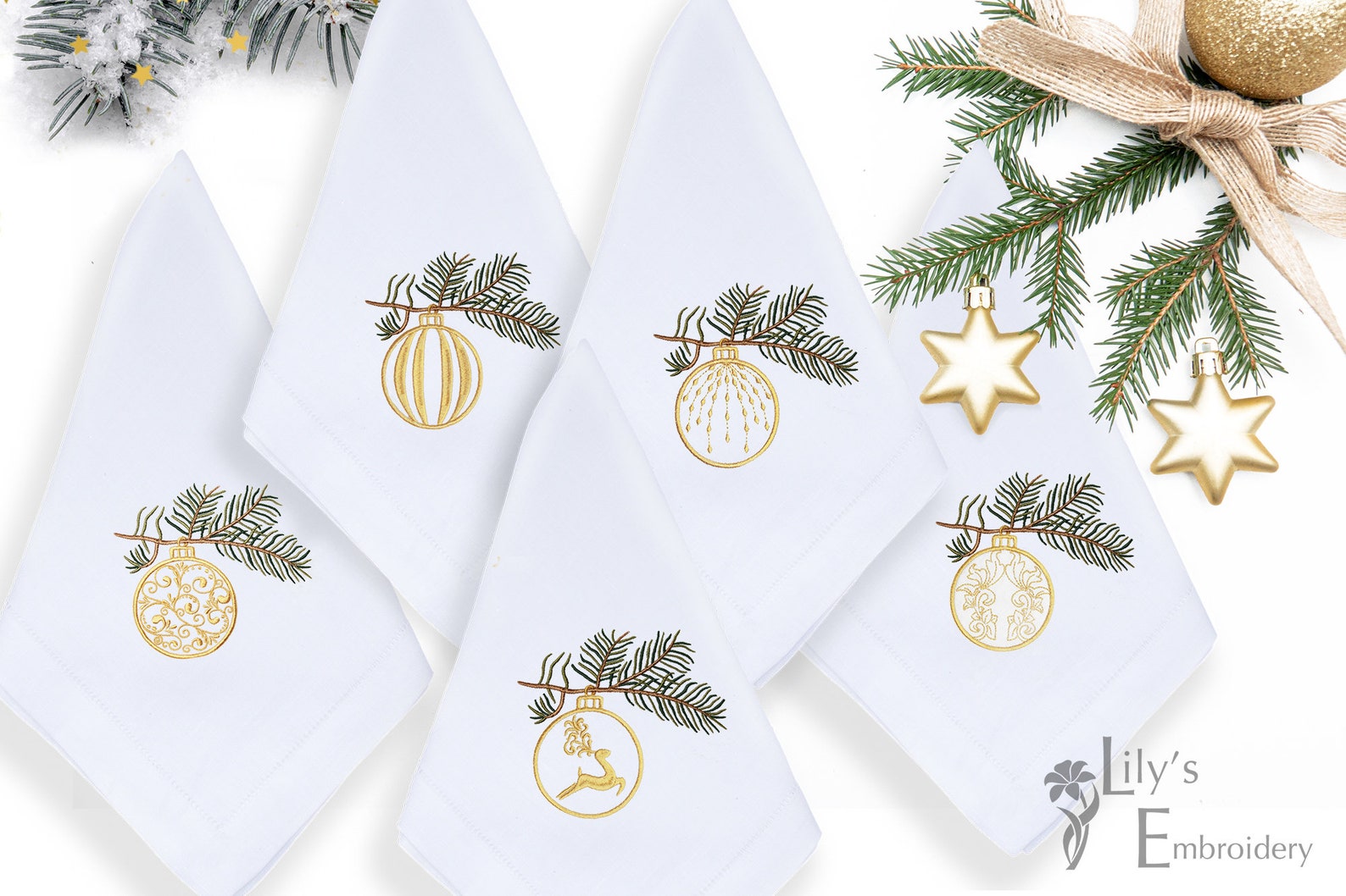 Machine Embroidery Design - 5 Christmas Balls Machine Embroidery ...