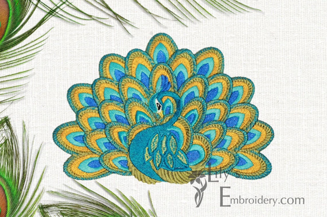 Machine Embroidery Design Colourful Peacock in 2 Sizes - Etsy