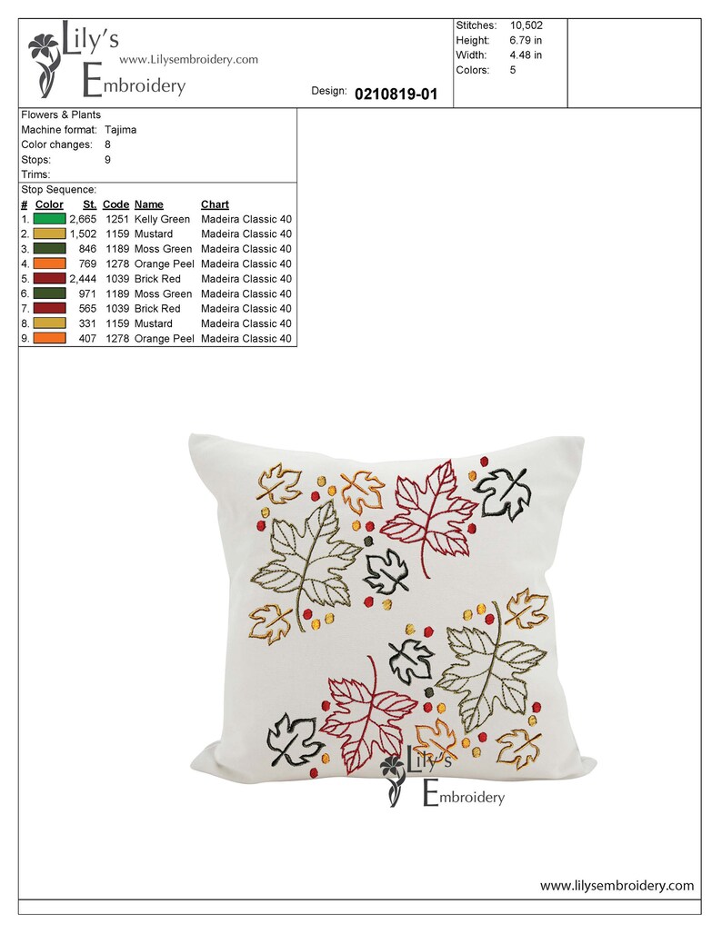 Leaves Machine Embroidery Designs Fall / Autumn Design 5 - Etsy