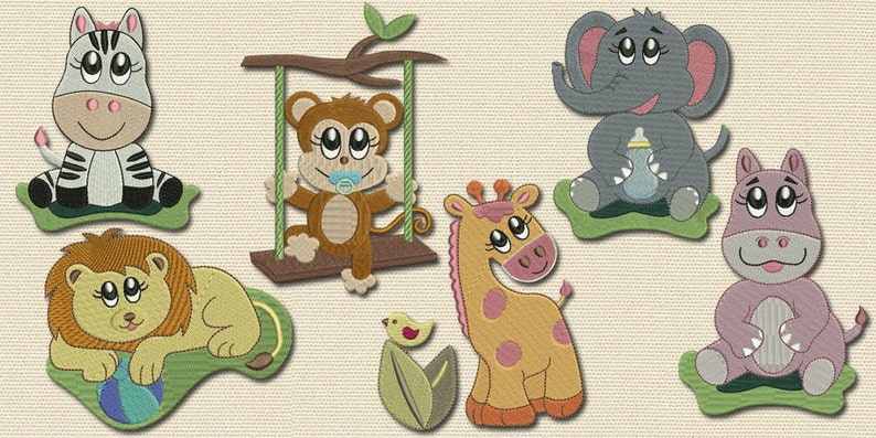 Jungle Babies Machine Embroidery Designs 4x 4 | Etsy