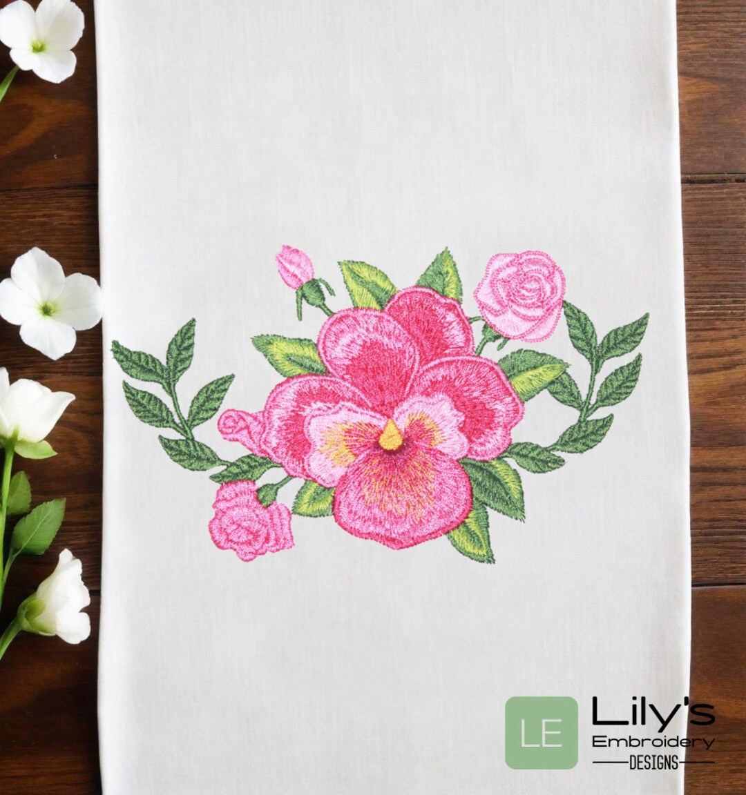 Pink Pansy Machine Embroidery Design - Embroidery File - 4 Sizes - Etsy