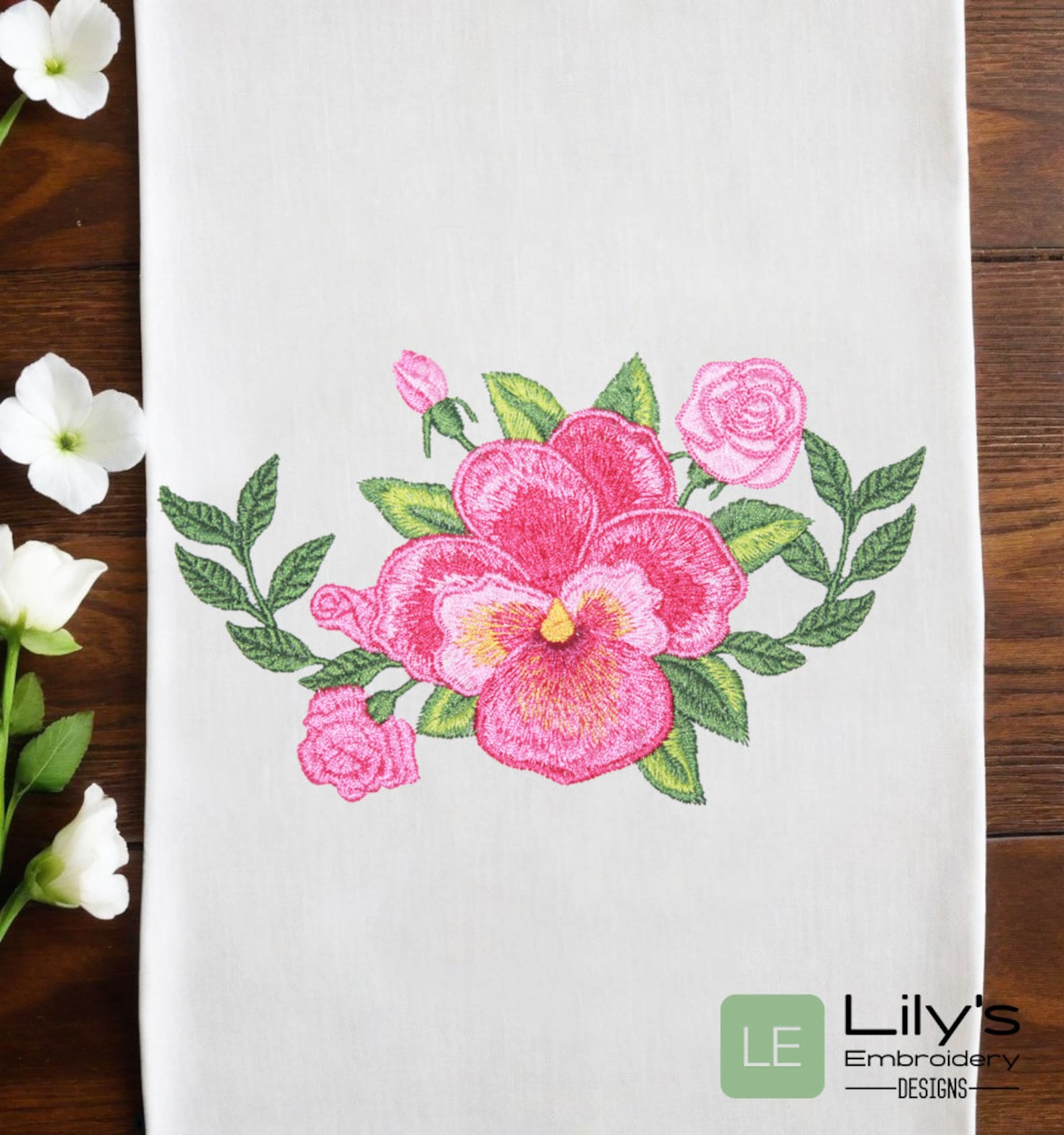 Pink Pansy Machine Embroidery Design - Embroidery File - 4 Sizes - Etsy