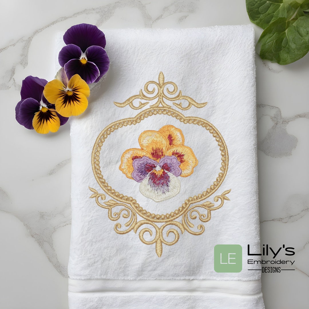 Big Pansy Machine Embroidery Design Baroque Frame - Embroidery File - 5 ...