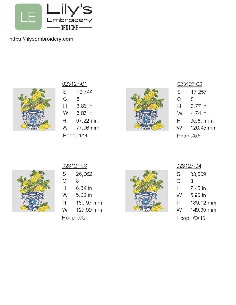 Lemon Tree Machine Embroidery Design File 4 Sizes | Lemon Machine ...