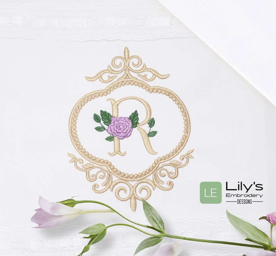 Vintage Monogram Frame Machine Embroidery Designs - Blank Monogram ...