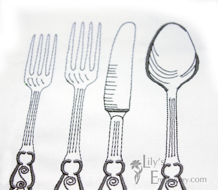 Machine Embroidery Design Cutlery Set in Two Sizes 4 | Etsy
