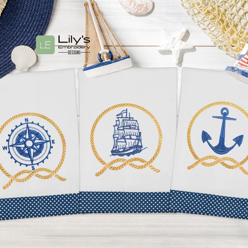Nautical Machine Embroidery Designs Sail Set of 4 in 3 Sizes - Etsy