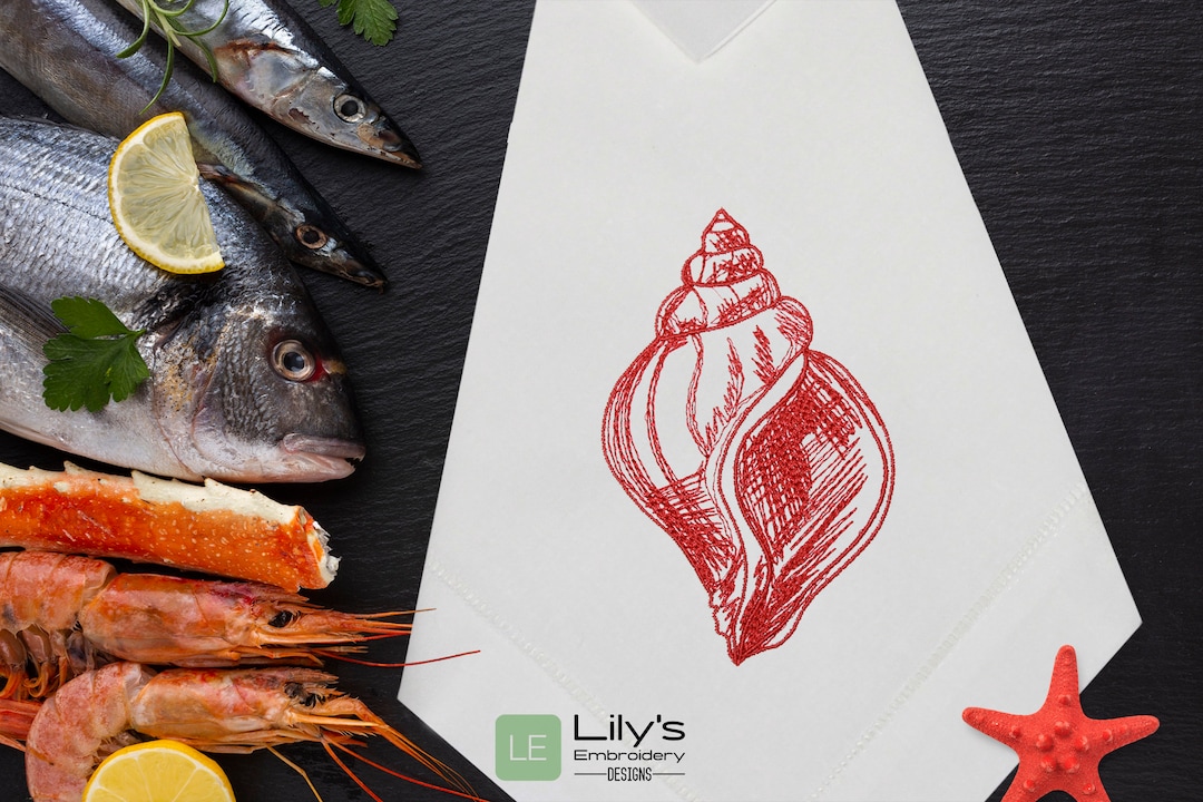 Seashell Machine Embroidery Design - Nautical Theme Embroidery Design ...