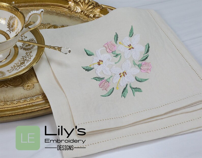 Lilies and Roses Bouquet Machine Embroidery Design | Lily Machine ...