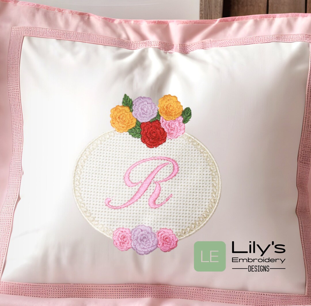 Roses Monogram Frame Machine Embroidery Designs - Blank Cross Stitch ...