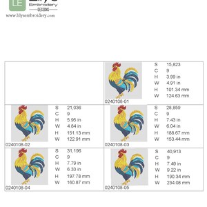 Rooster Machine Embroidery Design | Rustic Rooster - 5 Sizes - Etsy