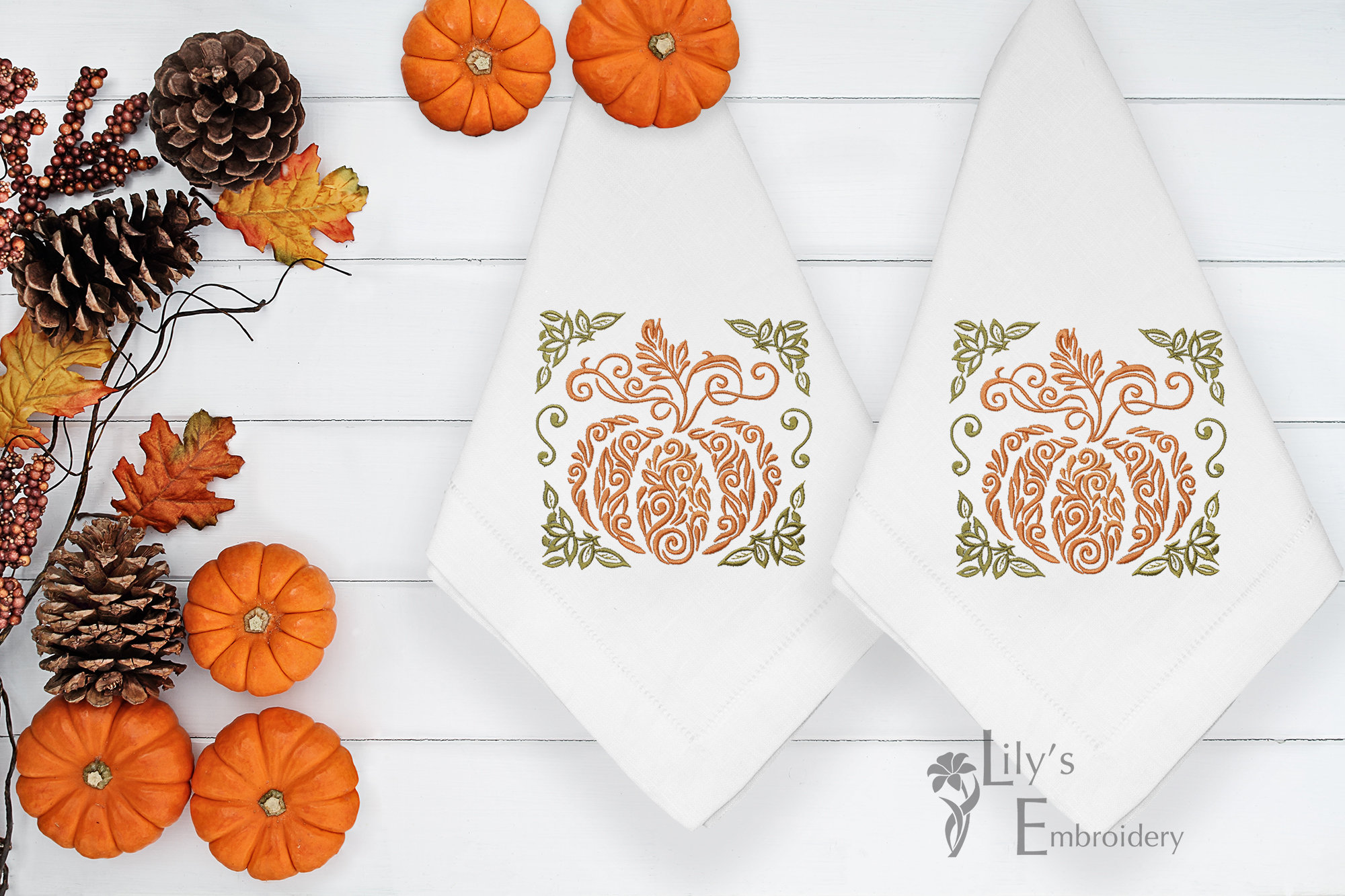 Machine Embroidery Designs Fall Floral Pumpkin 5 Sizes - Etsy