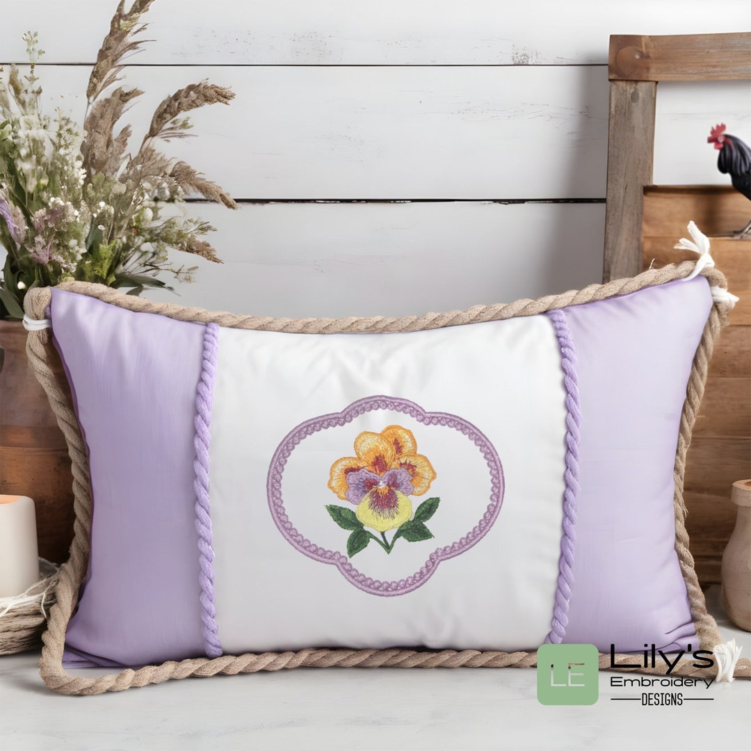 Pansy Machine Embroidery Design Elegant Frame - Embroidery File - 5 ...