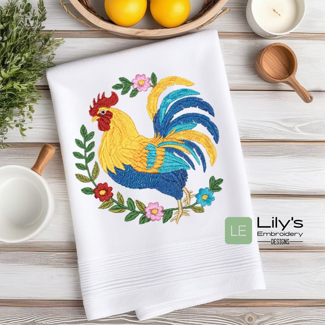 Rooster Machine Embroidery Design - 5 Sizes - Etsy