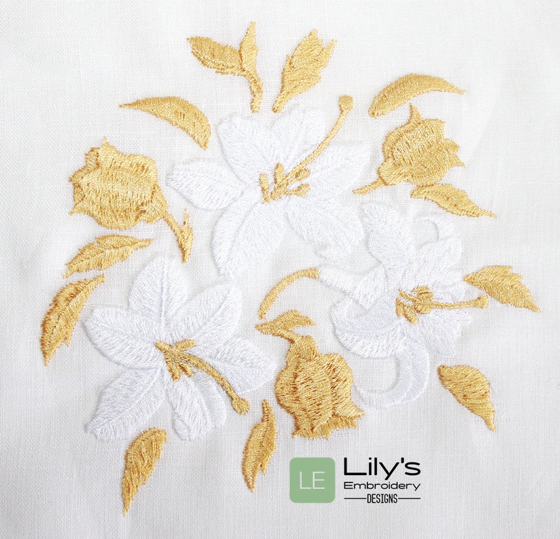 Lilies and Roses Bouquet Machine Embroidery Design | Lily Machine ...