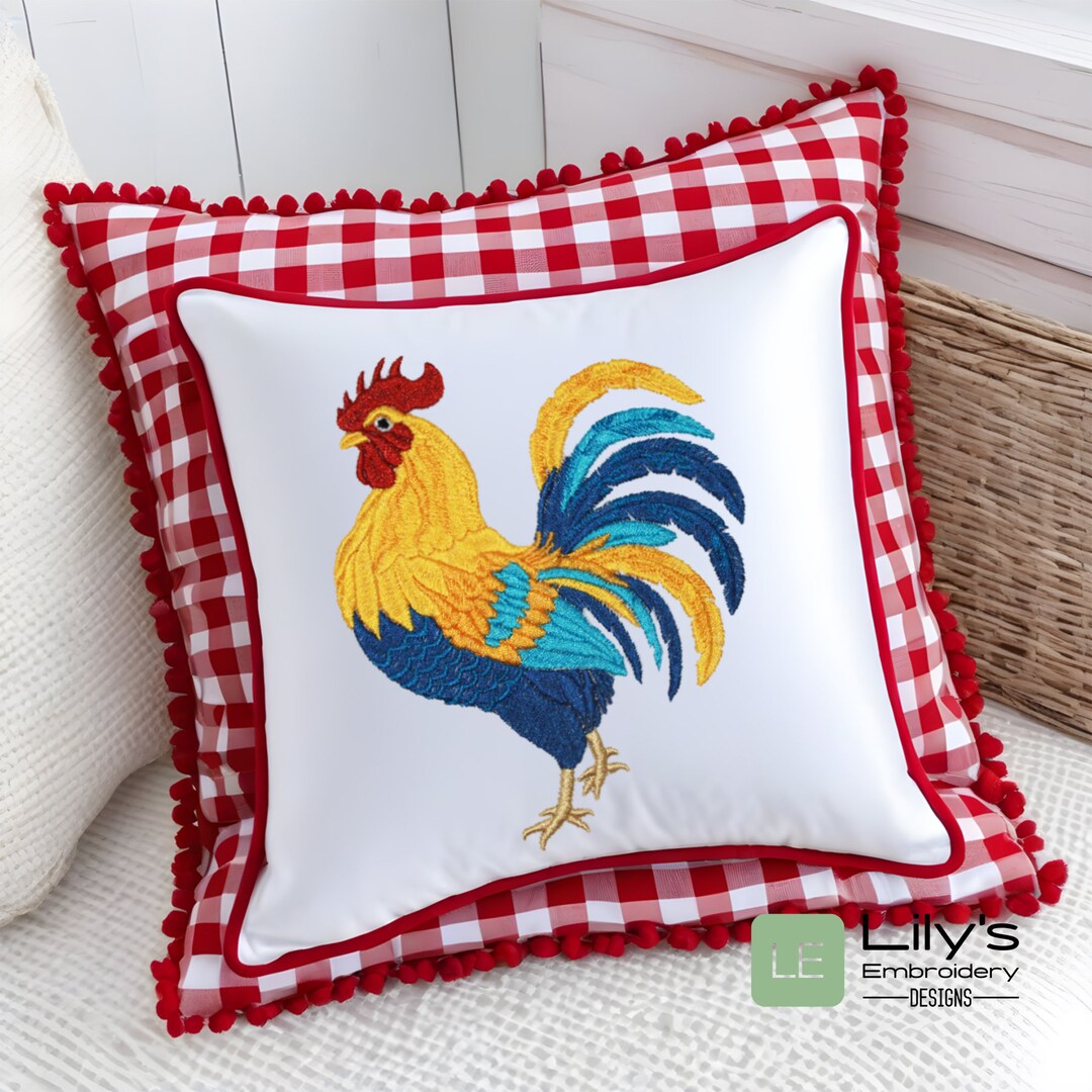Rooster Machine Embroidery Design | Rustic Rooster - 5 Sizes - Etsy