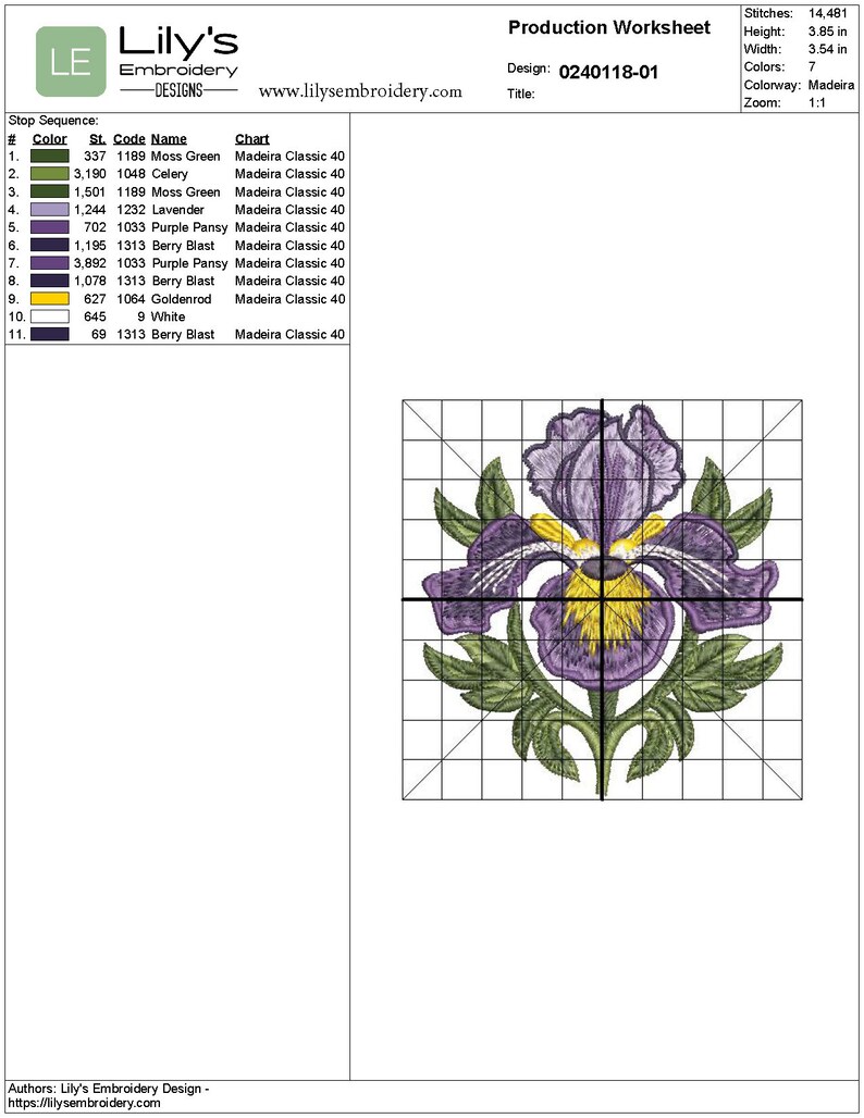 Iris Flower Machine Embroidery Design Instant Download - 4 Sizes - Etsy