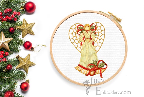 Machine Embroidery Design Christmas Angel Embroidery Design - Etsy