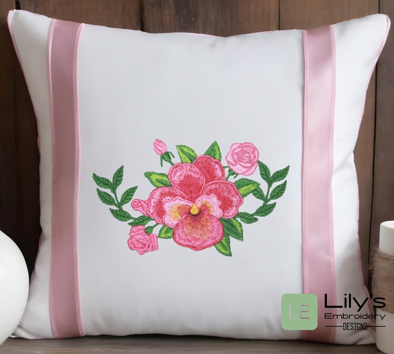 Pink Pansy Machine Embroidery Design - Embroidery File - 4 Sizes - Etsy