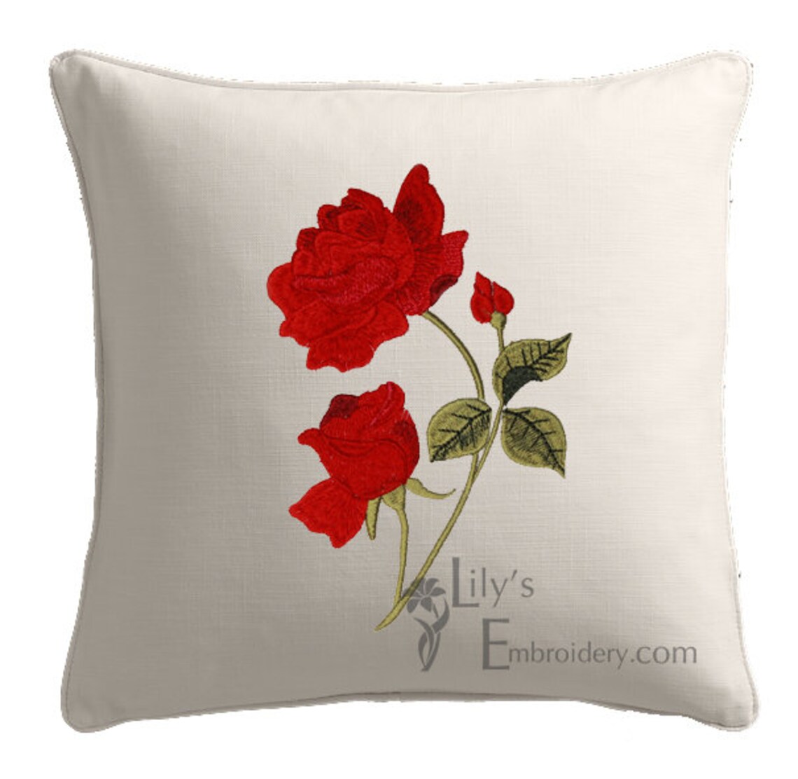 Machine Embroidery Design Red Roses - Etsy
