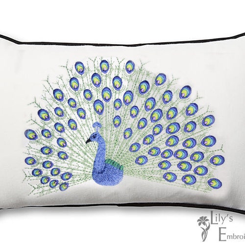 Peacock Feather Embroidery Machine Design Digital Bird Instant - Etsy