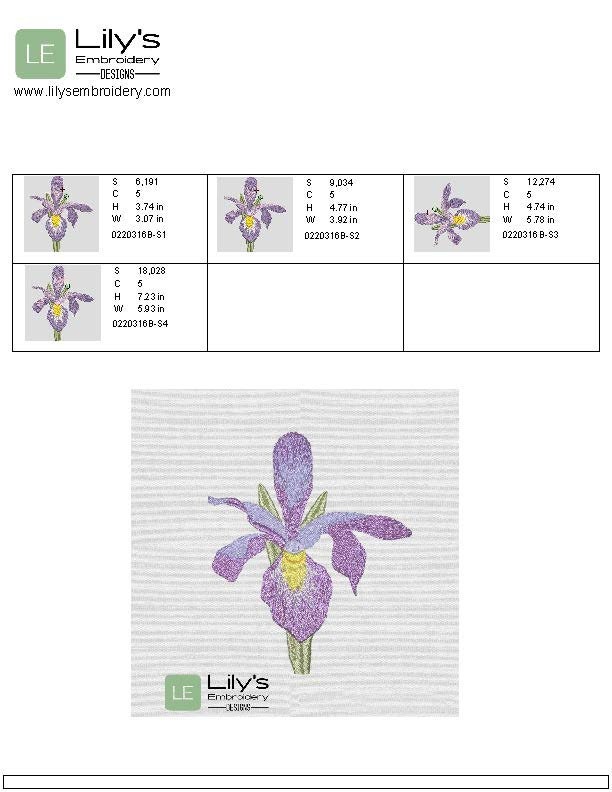 Iris Machine Embroidery Design | Machine Embroidery Designs 4 Sizes - Etsy