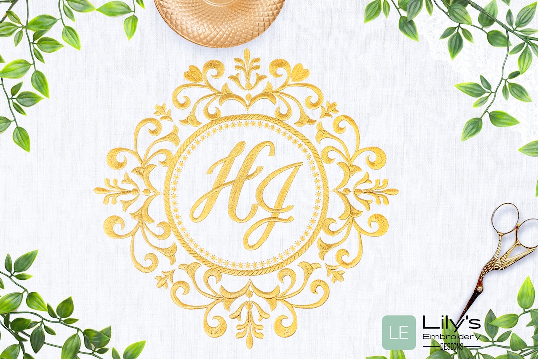 Monogram Frame Machine Embroidery Designs 4 Sizes | Wedding Monogram ...
