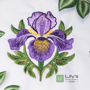Iris Flower Machine Embroidery Design Instant Download - 4 Sizes - Etsy