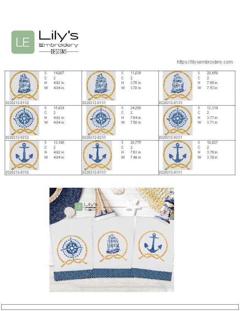 Nautical Machine Embroidery Designs - Set of 3 (3 Sizes) - Etsy