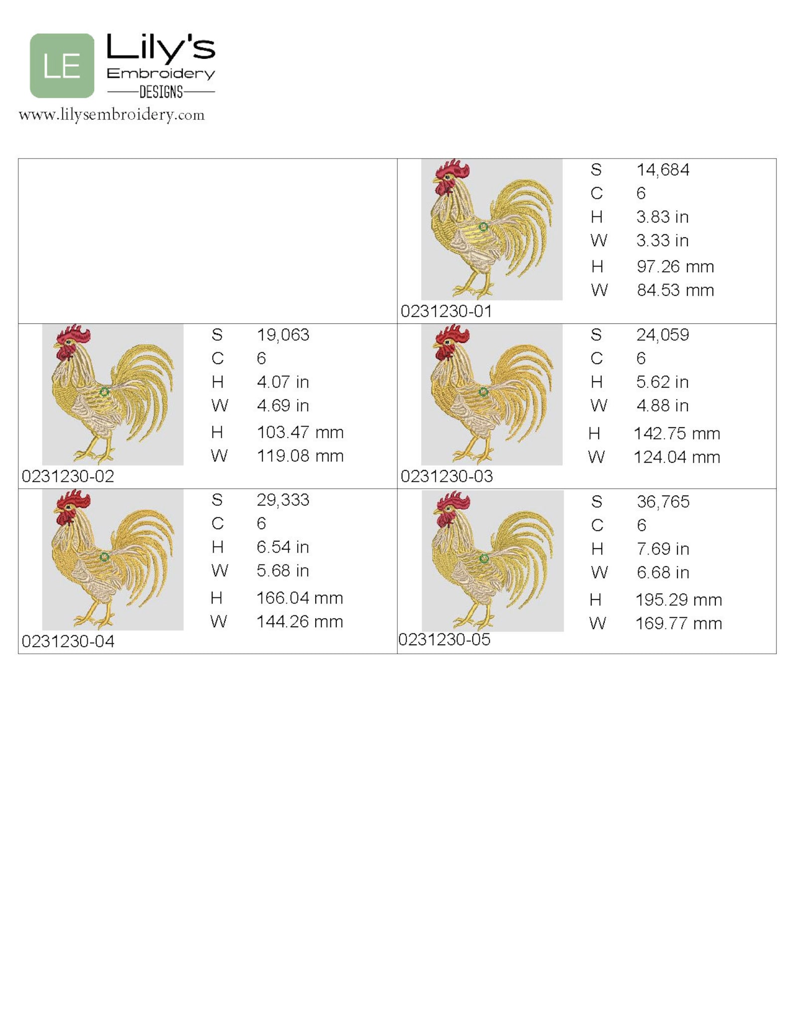 Rooster Machine Embroidery Design Gold 5 Sizes - Etsy