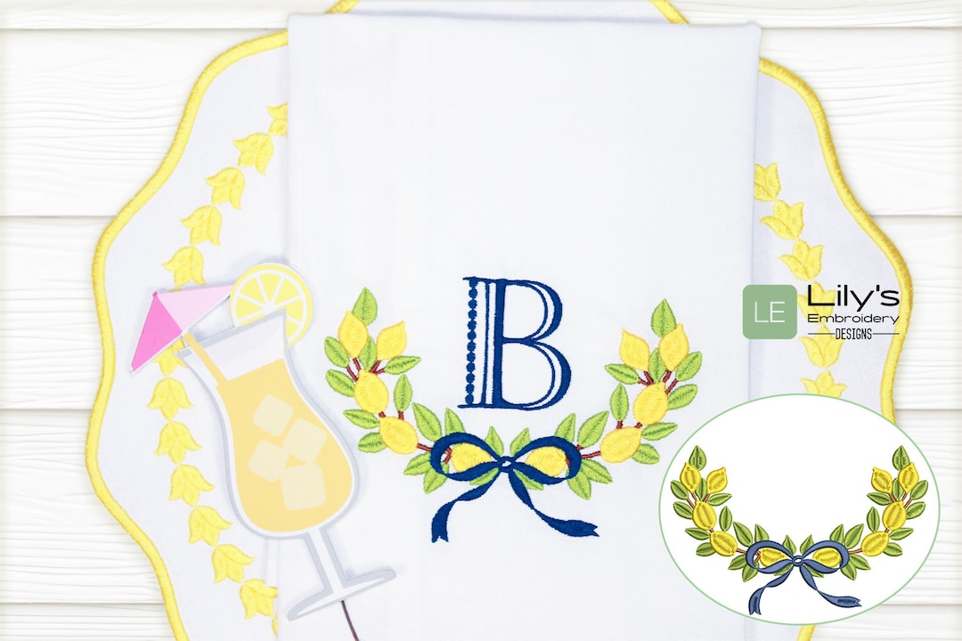 Lemon Machine Embroidery Design | Lemon Wreath Machine Embroidery ...
