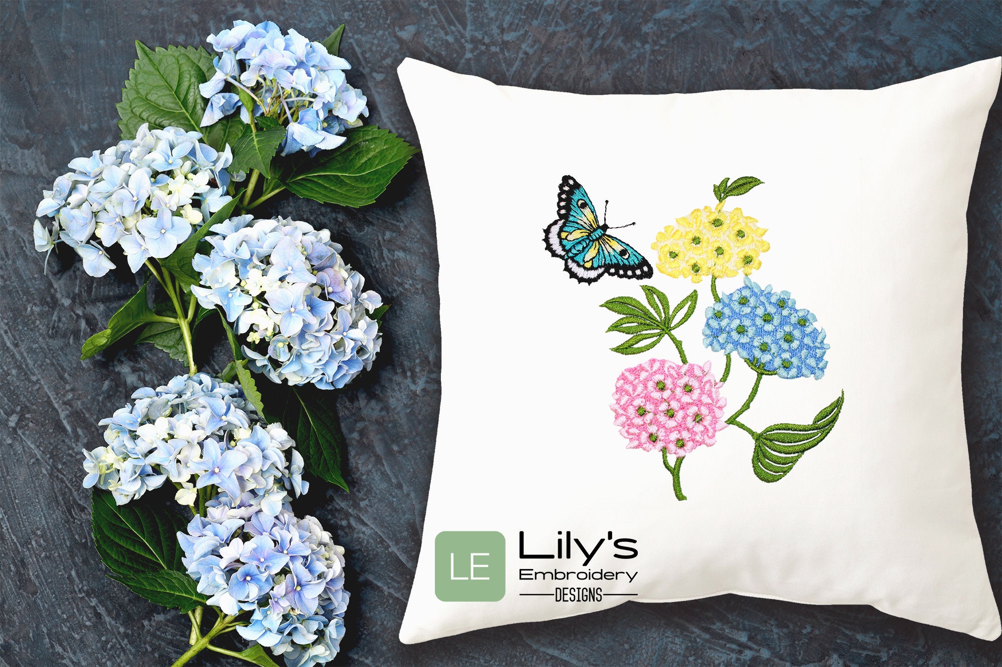 Hydrangeas Machine Embroidery Design Floral Machine | Etsy