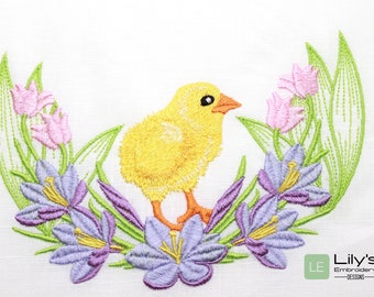 Easter Chick Machine Embroidery Design Spring Chick Machine | Etsy