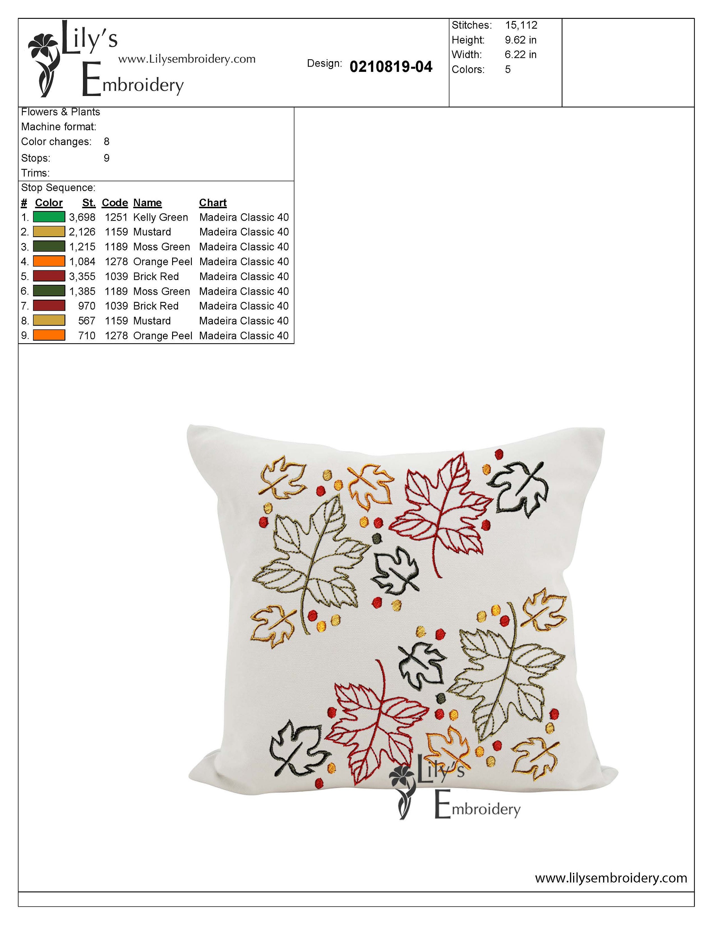 Leaves Machine Embroidery Designs Fall / Autumn Design 5 | Etsy