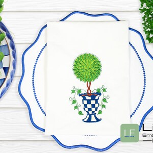 Checkered Topiary Machine Embroidery Design | Royal Blue Check Topiary ...