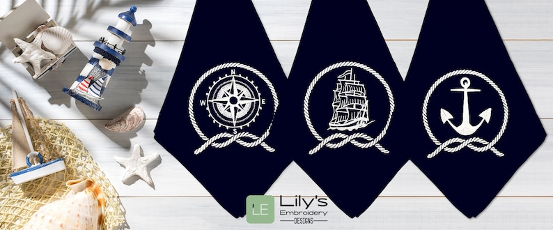 Nautical Machine Embroidery Designs - Set of 3 (3 Sizes) - Etsy