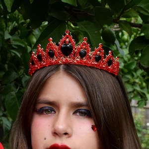 Princess Red Queen of Hearts Crown, Small Red Crown W/ Black Hearts ...