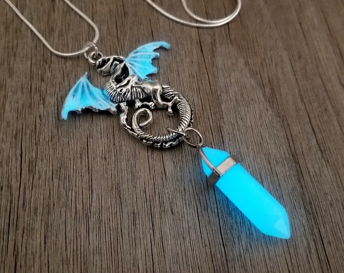 Glow Dragon Necklace Glowing Crystal Glow in the Dark | Etsy