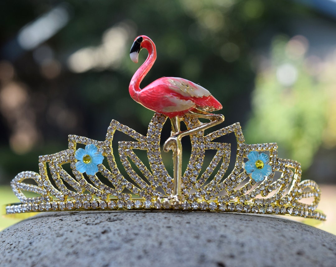 Pink Flamingo Tiara, Luau Pool Party Crown, Hawaiian Theme Birthday ...