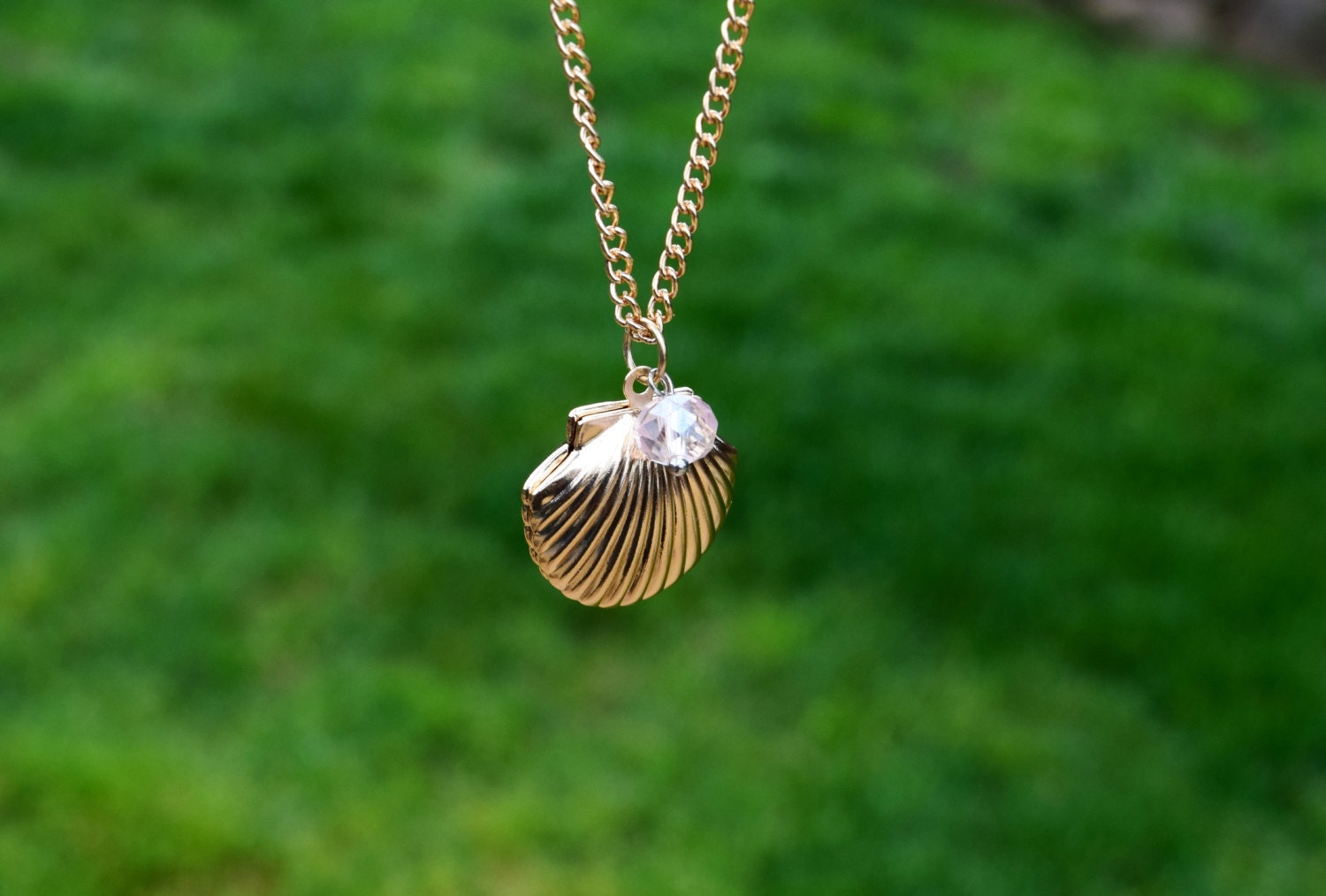 Mermaid's Locket in Velvet Shell Case, Little Seashell Locket Necklace ...