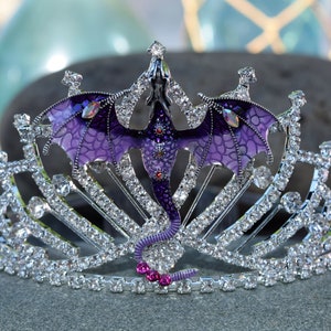 Dragon Tiara, Dragon Warrior Princess Crown, Blue Rhinestone Dragon ...