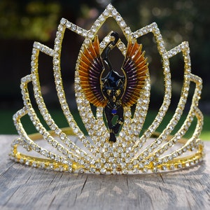 Roman Greek Goddess Crown, Winged Cat Gold Tiara, Ancient Egyptian Gold ...